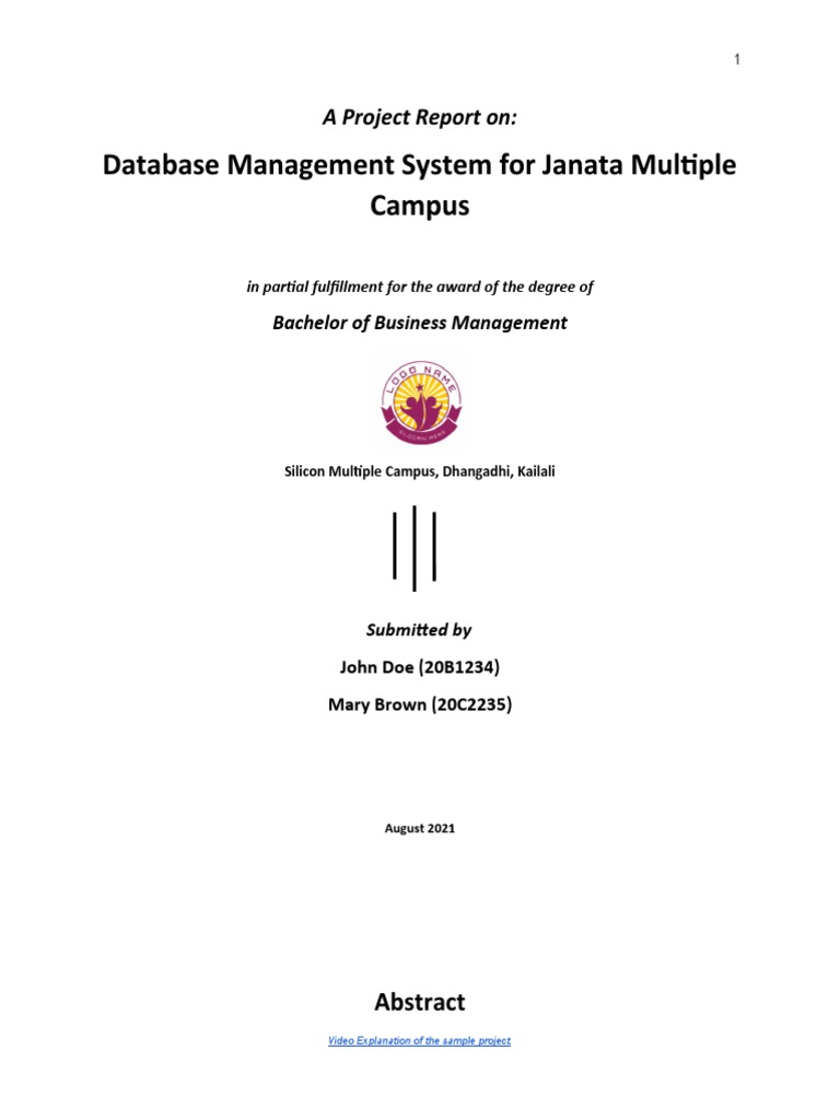 Public - Sample Project Report | PDF | Databases | Relational Database