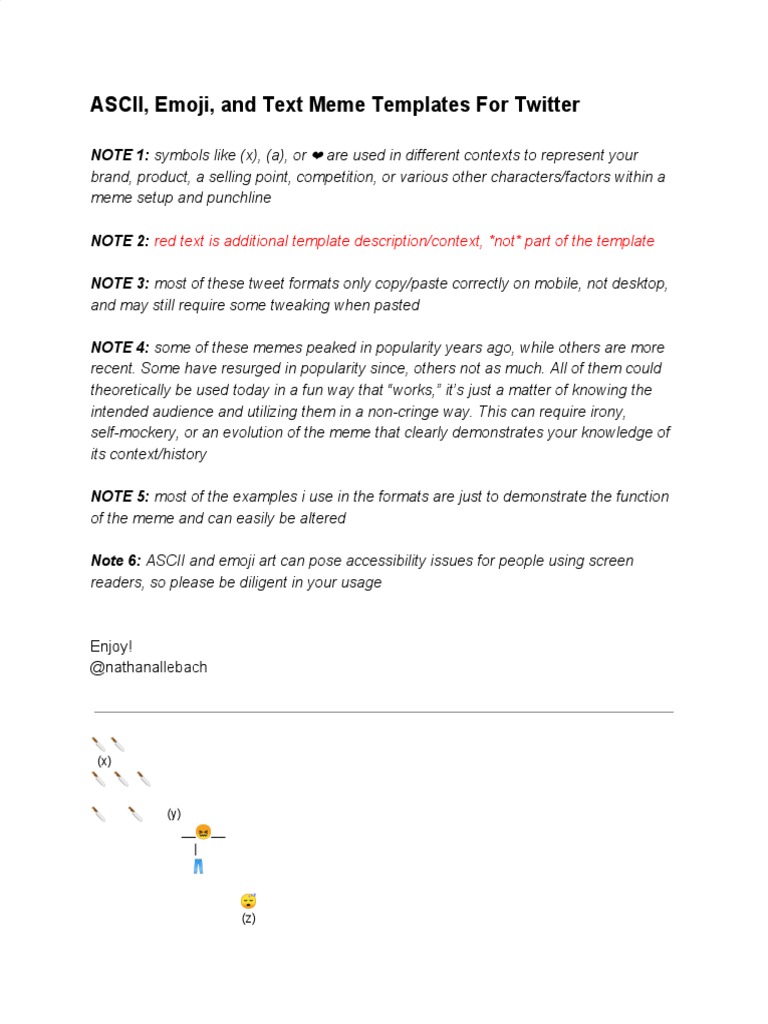 ASCII, Emoji, and Text Meme Templates For Twitter | PDF