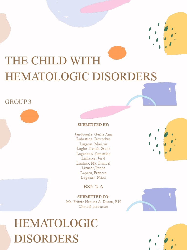 The Child With Hematologic Disorders | PDF | Anemia | Vitamin B12