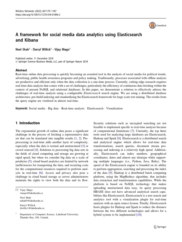 A Framework For Social Media Data Analytics Using Elasticsearch and ...