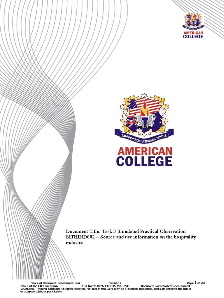 12 SITHIND002 Assessment Task 3 Simulated Practical Observation | PDF ...