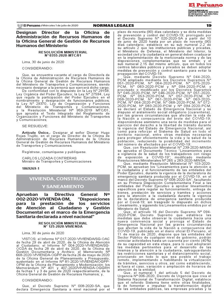 Aprueban La Directiva General No 002 2020 Vivienda DM Disp Resolucion ... Aprueban La Directiva General No 002 2020 Vivienda DM Disp Resolucion ...