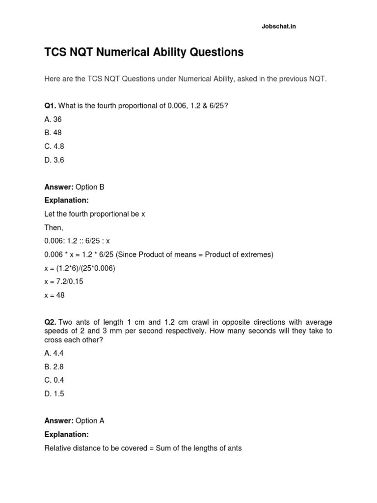 TCS Aptitude Question Paper | PDF | Databases