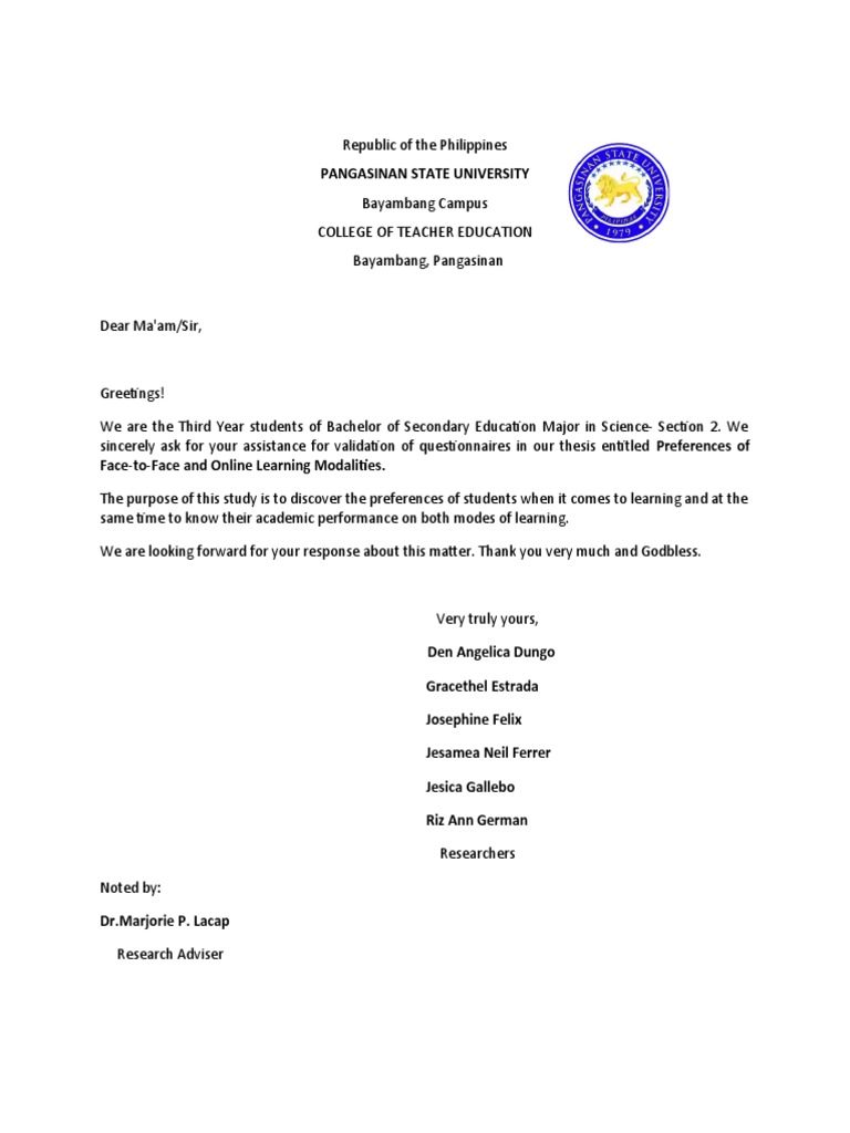 Letter For Validators | PDF