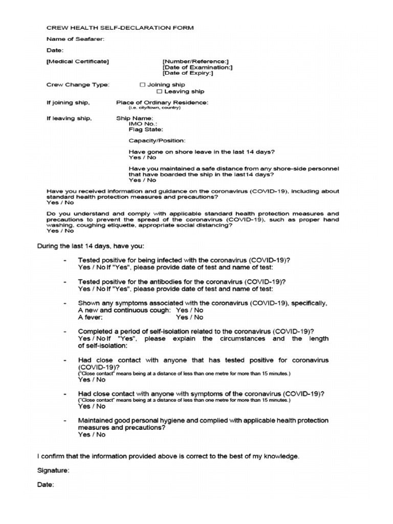 Self Declaration Form | PDF