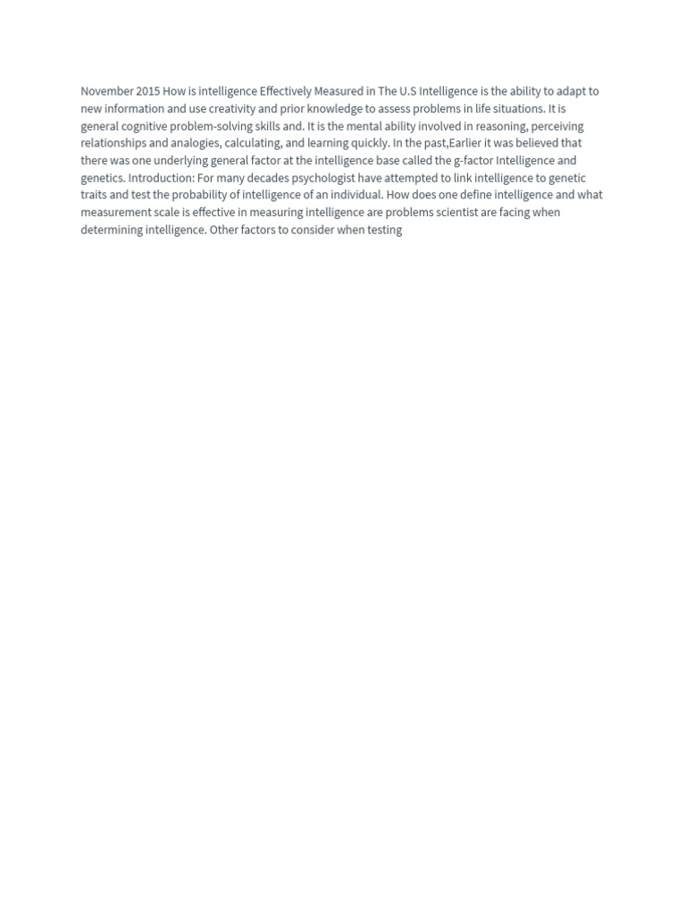 November 2015 How Is Intelligence Effectively Measured in The U | PDF