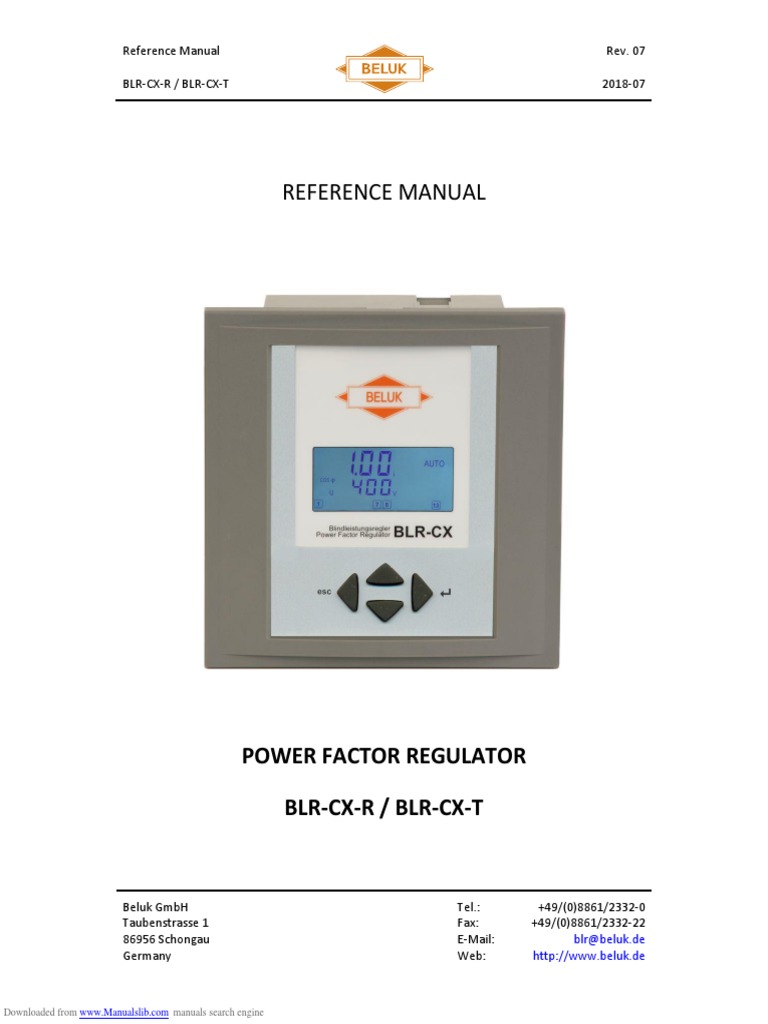 Reference Manual for the BLR-CX-R and BLR-CX-T Power Factor Regulator ...
