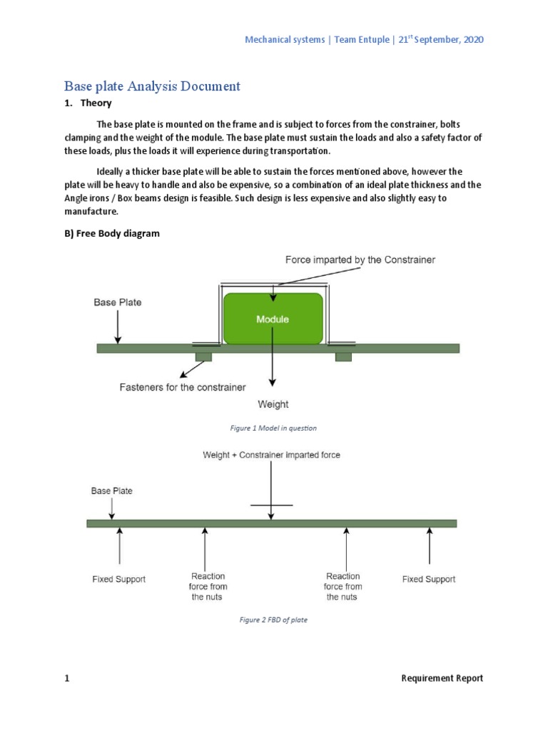 Base Plate Analysis Document: 1. Theory | PDF | Stress (Mechanics) | Force