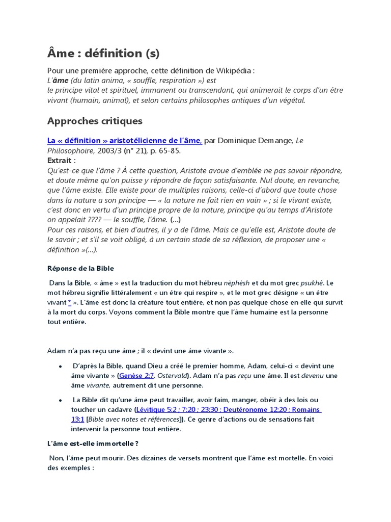 Définition et Perspectives de l'Âme | PDF | Âme | Esprit