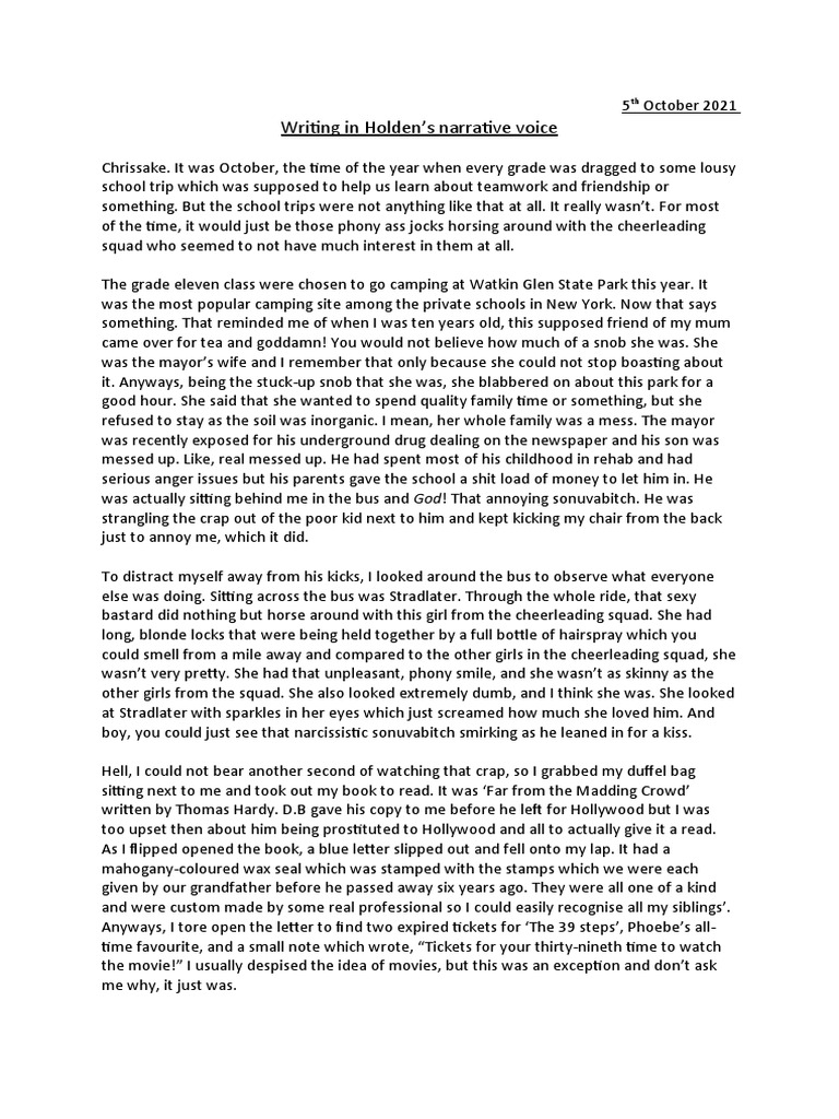 Writing in Holden's Narrative Voice | PDF