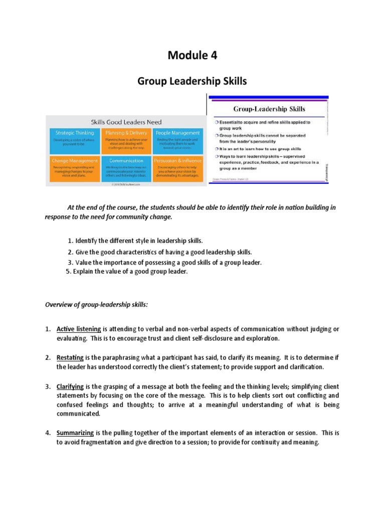 Group Leadership Skills | PDF | Communication | Thought
