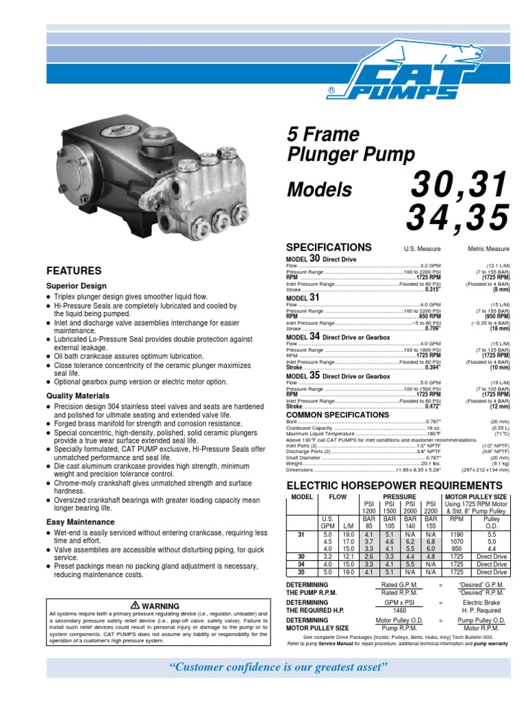 5 Frame Plunger Pump Models: Specifications Features | PDF | Pump ...
