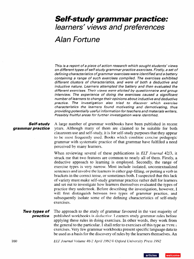 Self-Study Grammar Practice - Learners Views and Preferences | PDF ...