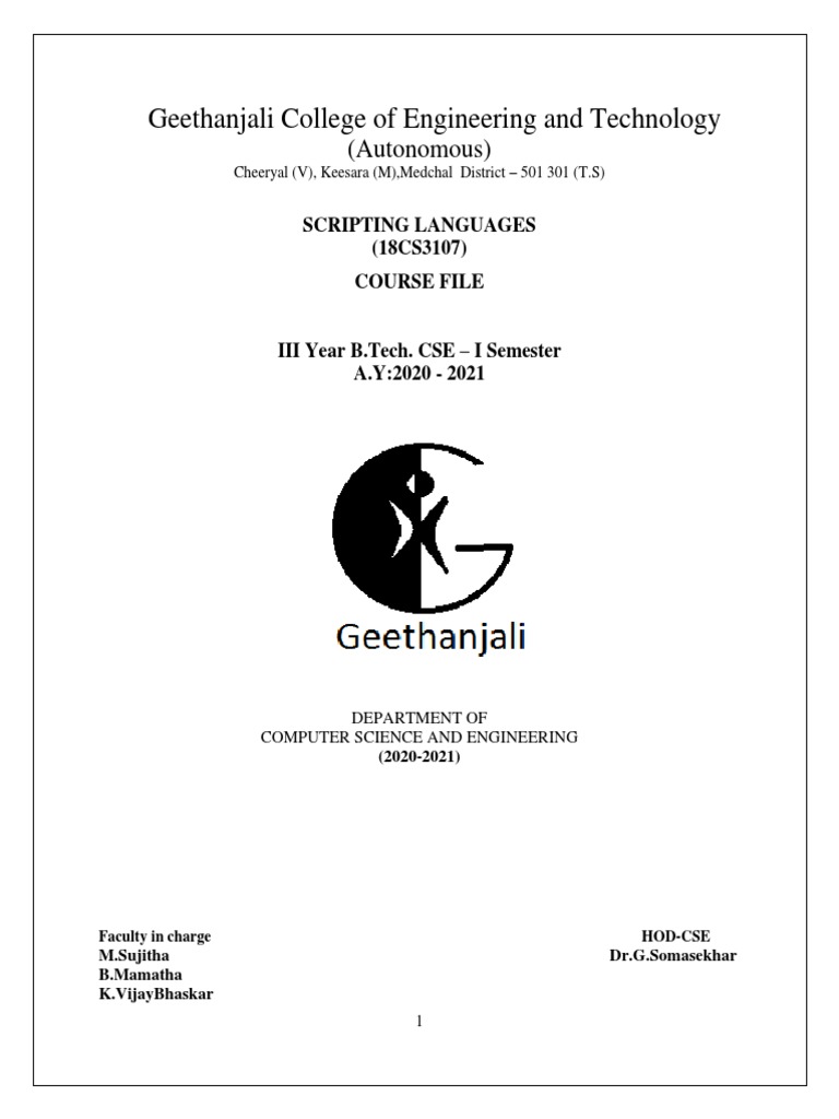 Scripting Languages Course File | PDF | Php | Scripting Language