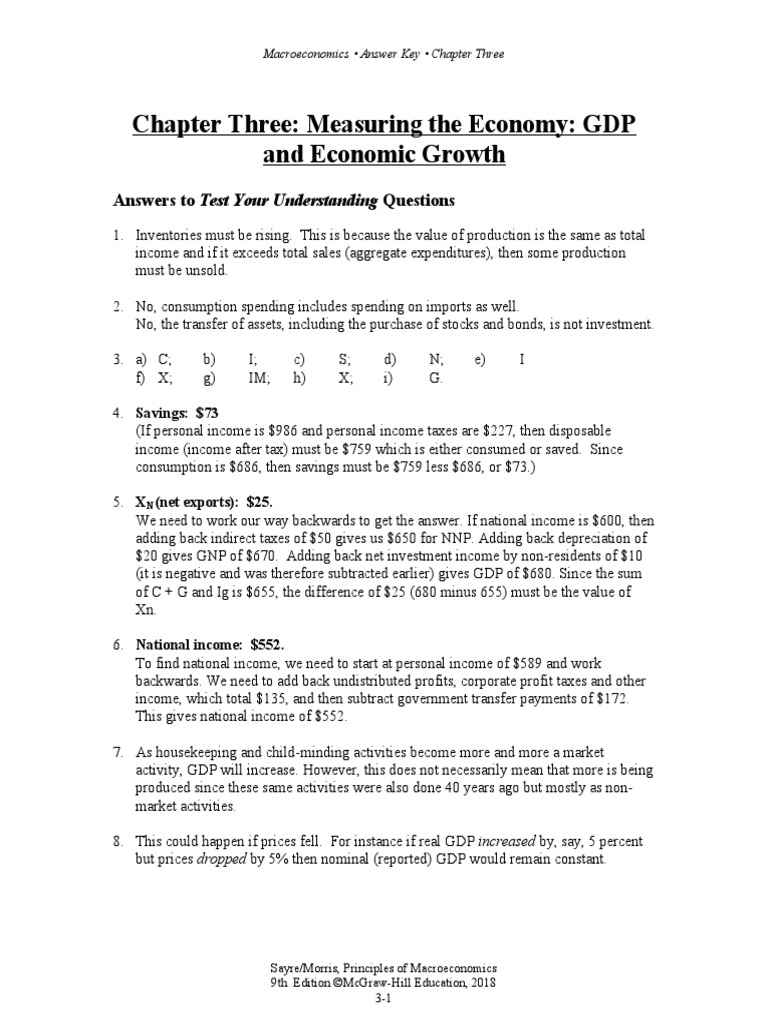 Chapter Three: Measuring The Economy: GDP and Economic Growth | PDF ...