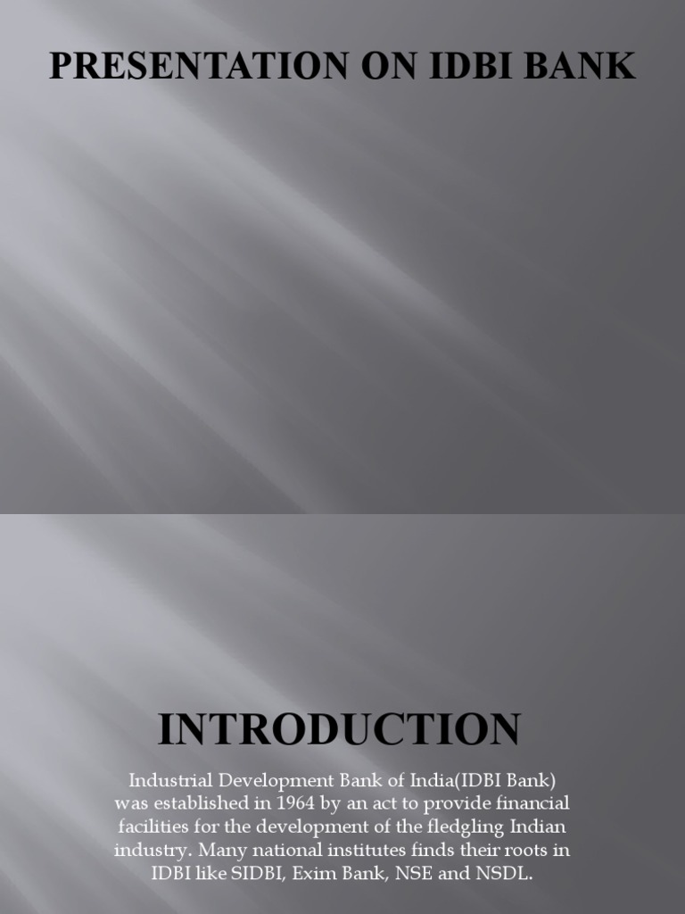 Presentation On Idbi Bank | PDF