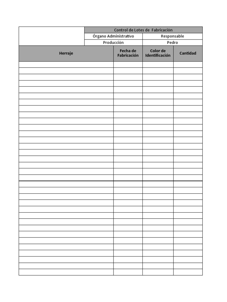 Formato de Control de Lotes | PDF