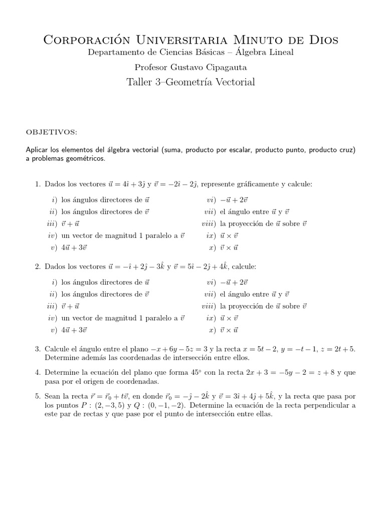 Taller3 AlgLin | PDF | Ciencia y matemáticas