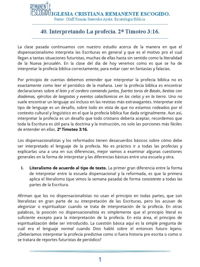 40 Interpretando La Profecia | PDF | Profecía | Biblia