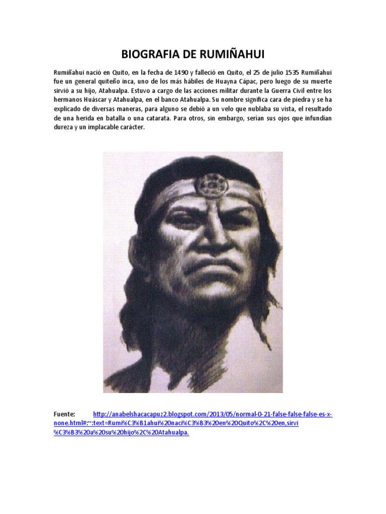 Biografía de Rumiñahui, el Inca Quiteño | PDF | Colonización española ...