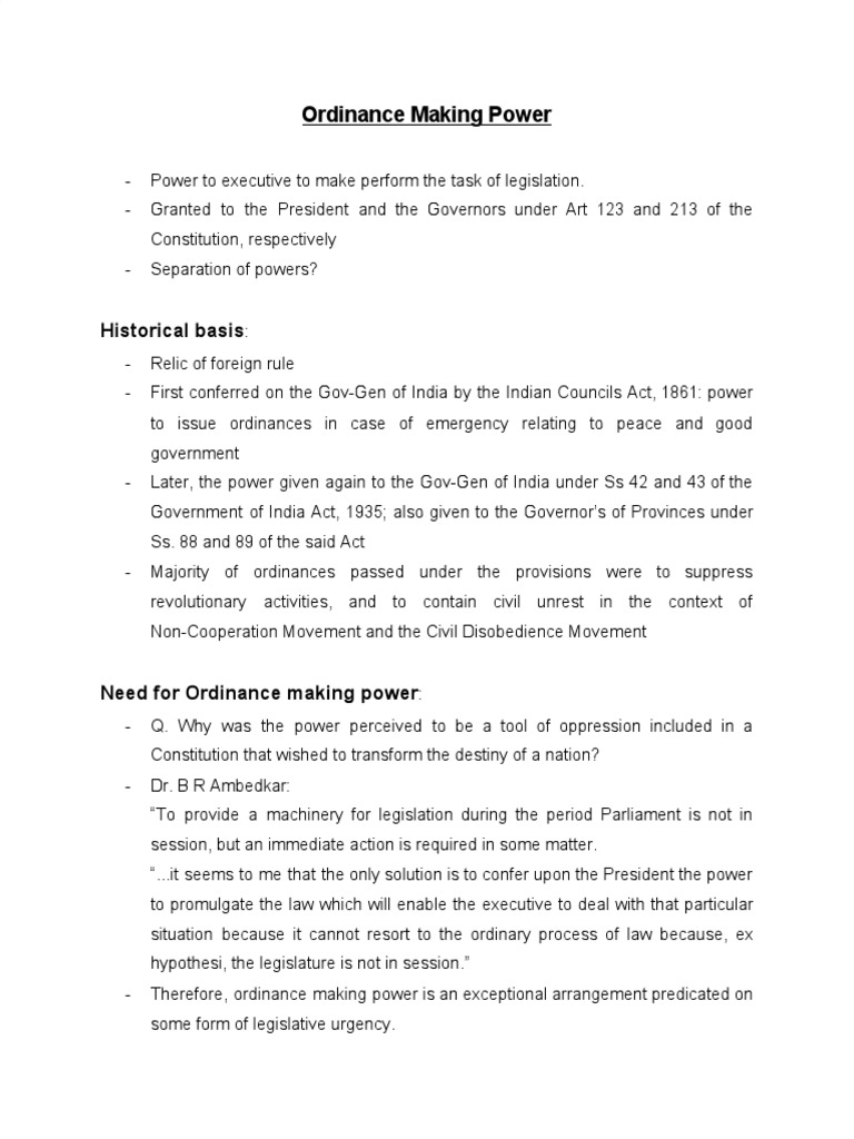 Ordinance Making Power | PDF