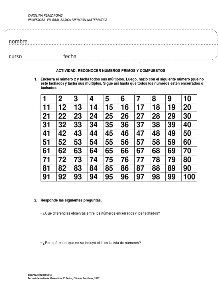 Primos y Compuestos | PDF | Número primo