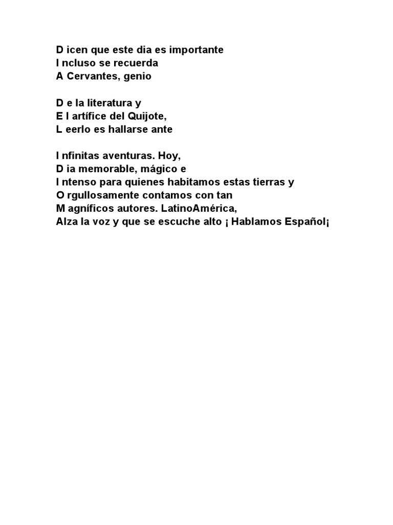 Acrostico Del Dia Del Idioma | PDF
