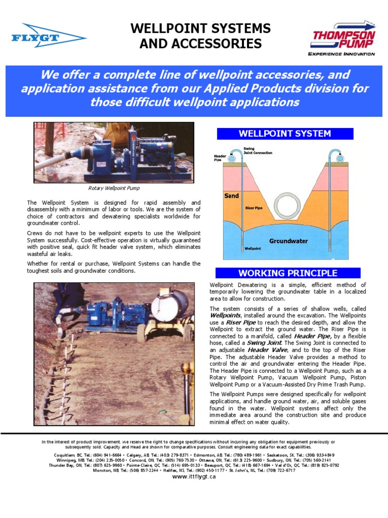 Wellpoint Dewatering Systems Overview | PDF | Pump | Groundwater