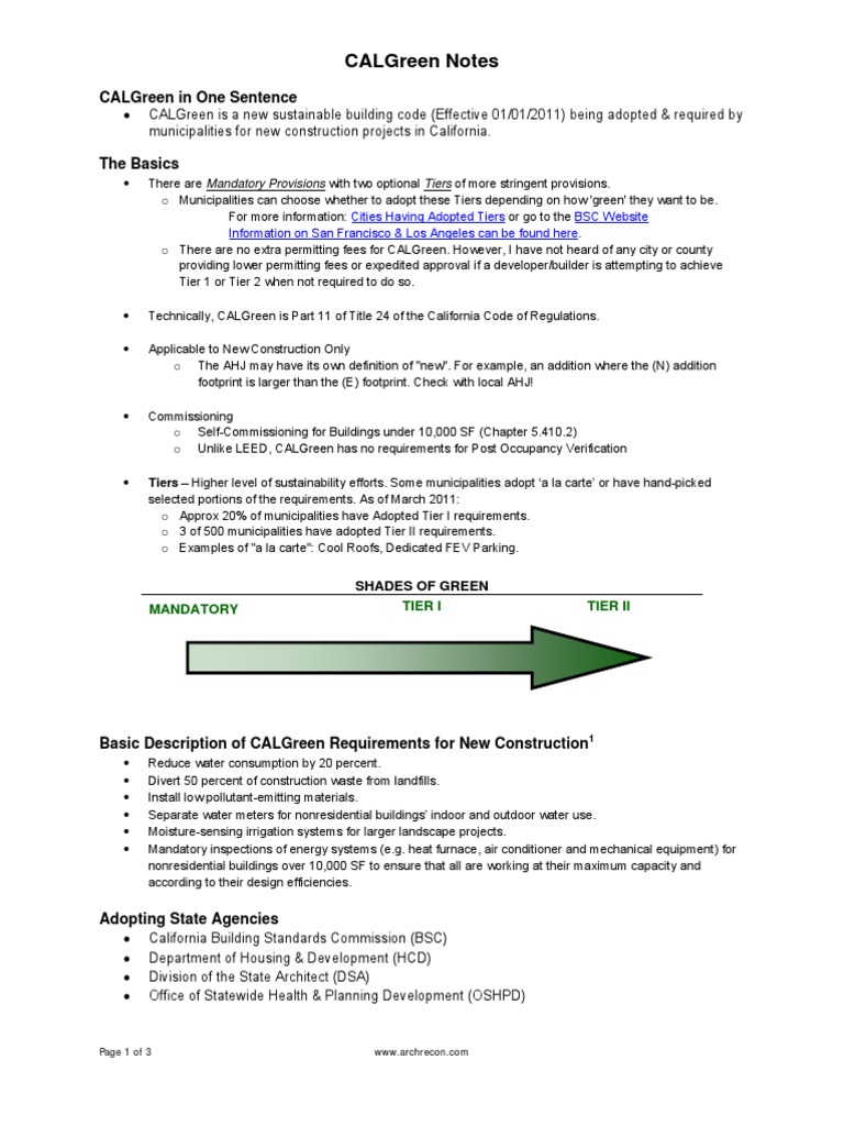 CALgreen Notes | PDF | Civil Engineering | Building Engineering