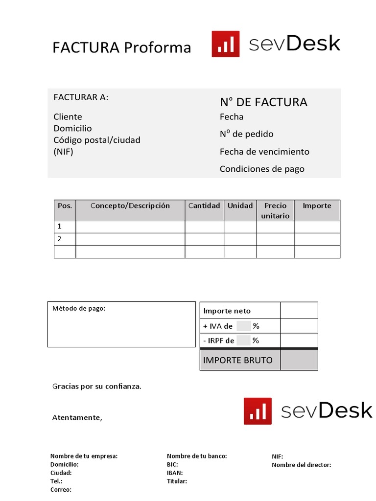 Modelo de Proforma en Word | PDF | Finanzas y dinero
