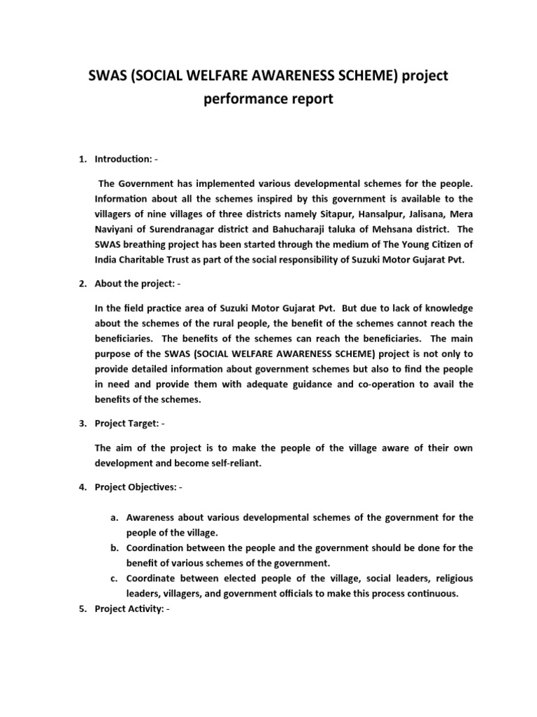 SWAS Project Performance Report | PDF | Business | Finance & Money ...