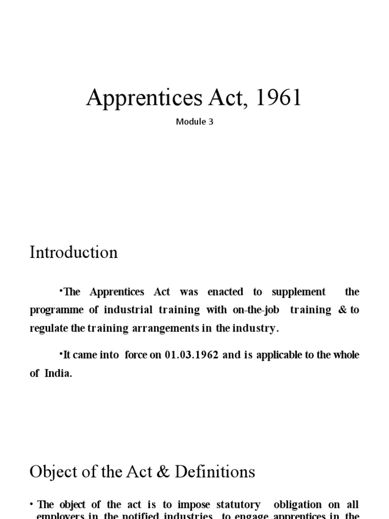 An Overview of the Key Provisions and Objectives of the Apprentices Act ...