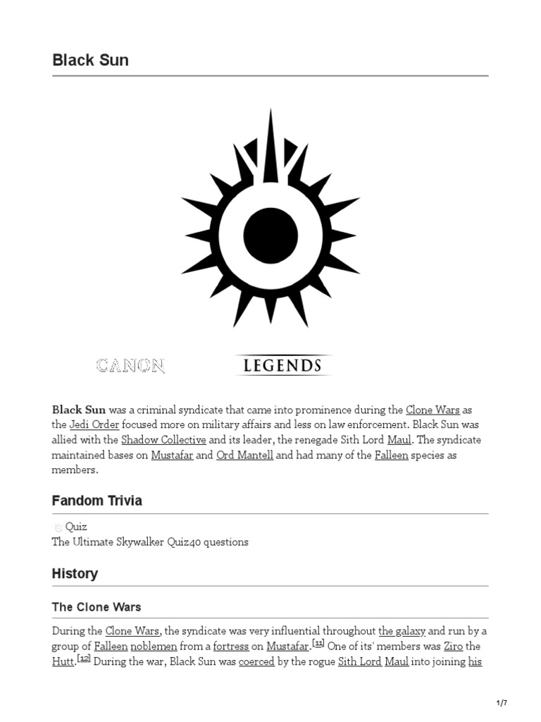 SW-Black Sun | PDF | Star Wars | Sith