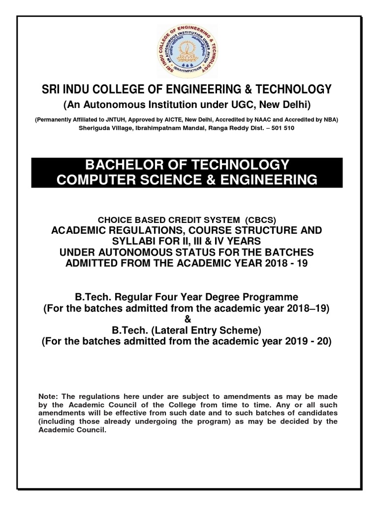 Academic Regulations, Course Structure and Syllabi for Computer Science ...