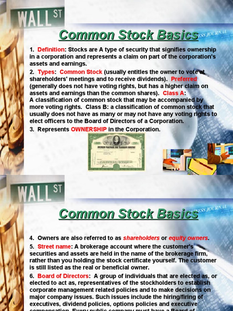 Understanding Common Stock: An Overview of Ownership, Valuation ...
