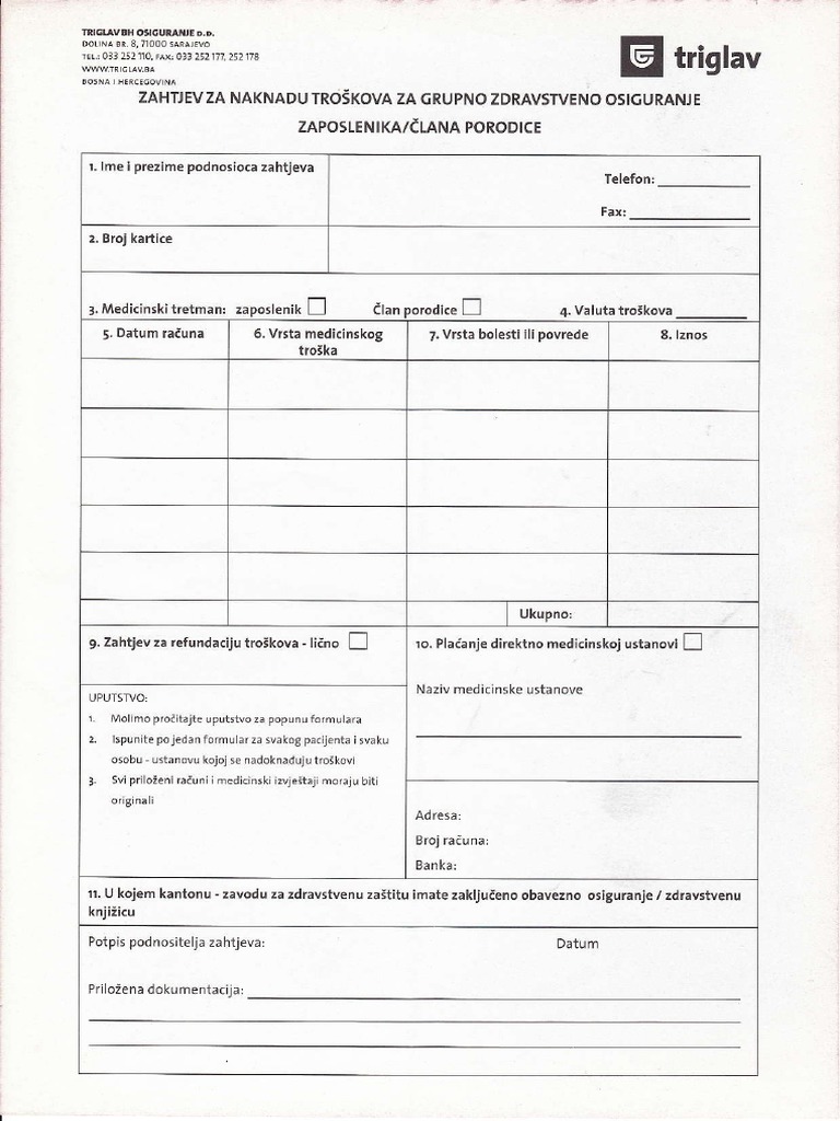 Zahtjev Za Naknadu Troskova DZO | PDF