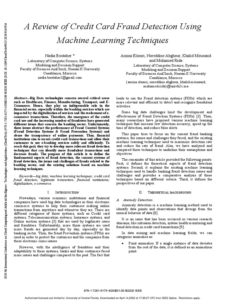 A Review of Credit Card Fraud Detection Using Machine Learning ...