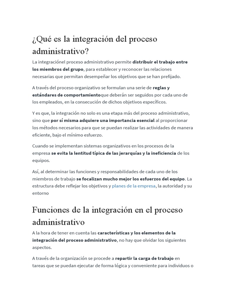 ¿Qué Es La Integración Del Proceso Administrativo?: Los Miembros Del ...