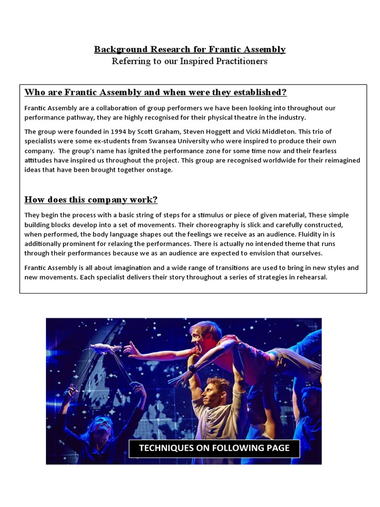 Frantic Assembly Techniques | PDF | Psychological Concepts