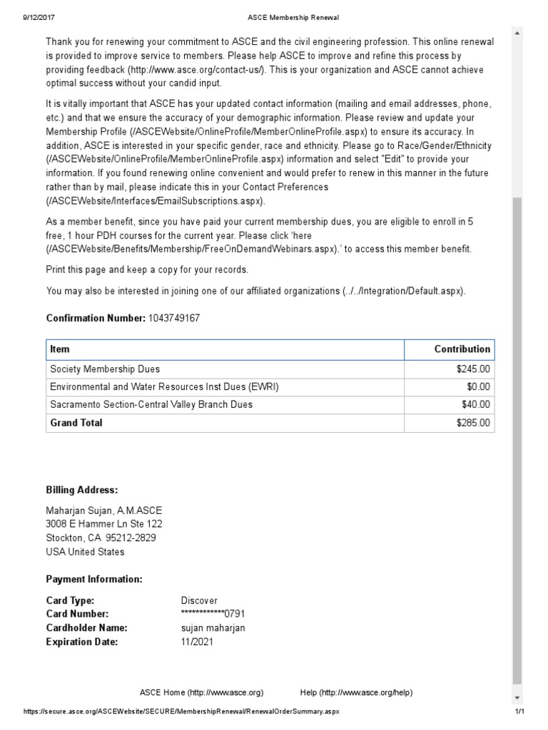 ASCE Membership Renewal | PDF