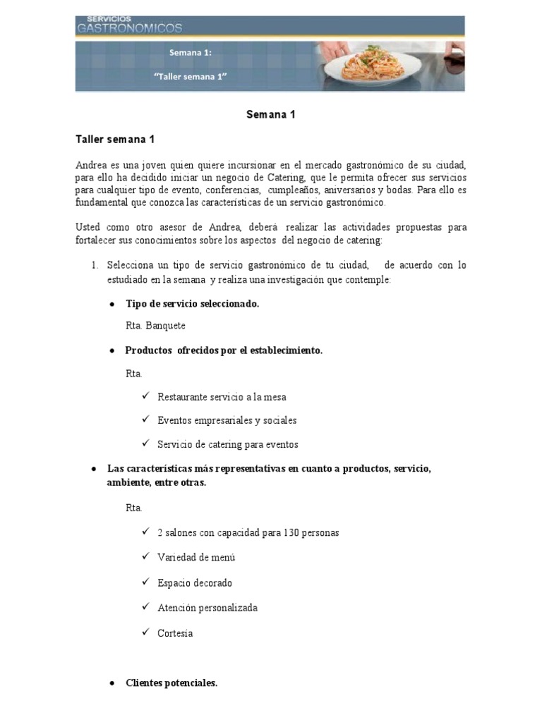 Taller Semana 1 | PDF | Alimentos | Innovación