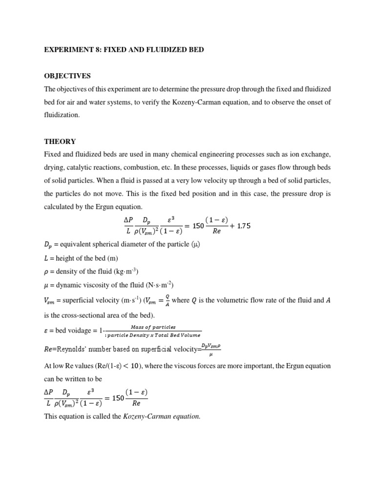 Experiment 8: Fixed and Fluidized Bed | PDF | Fluidization | Fluid Dynamics