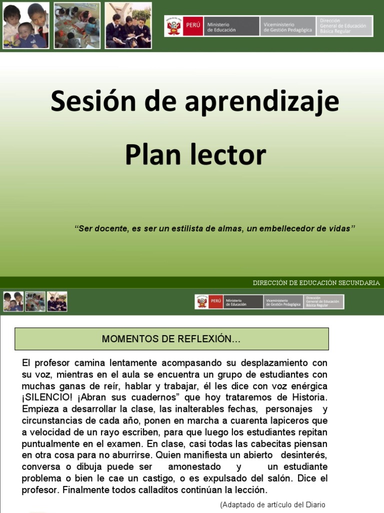 Comunicacion Sesion Plan Lector | PDF | Aprendizaje | Evaluación