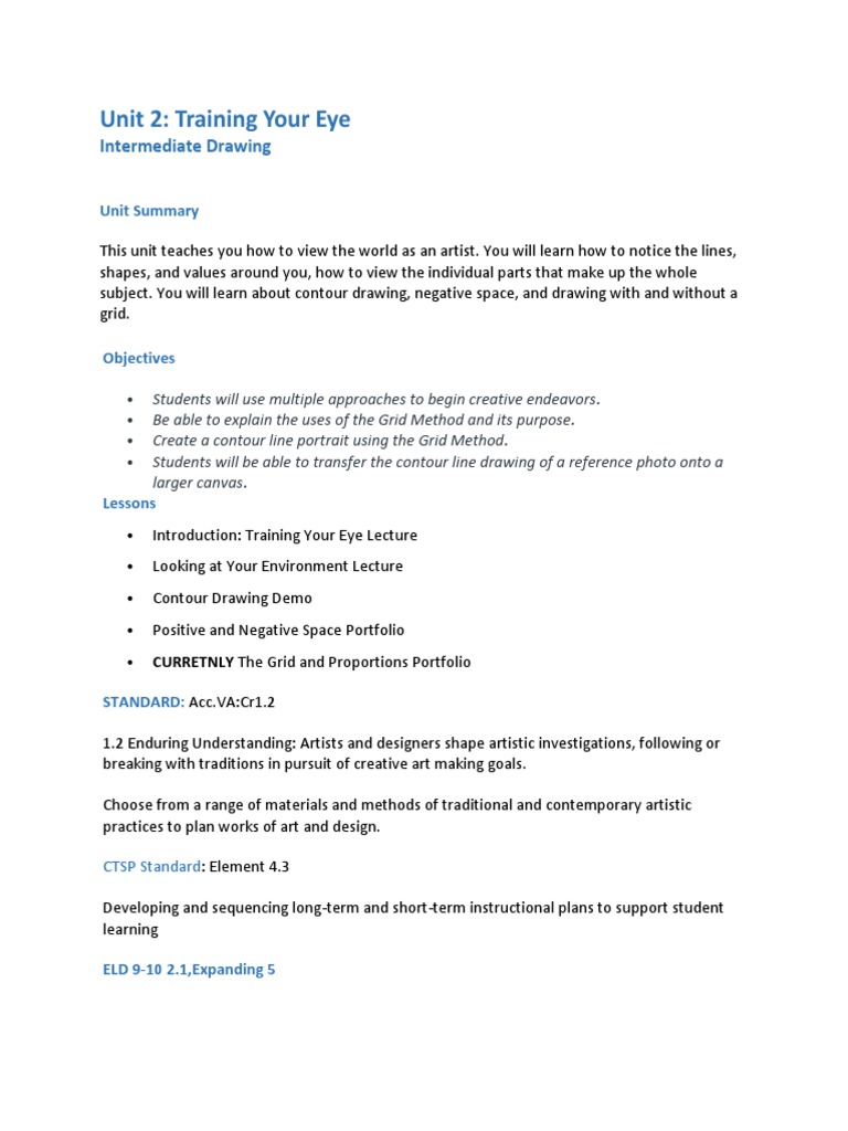 Intermediate Drawing Techniques | PDF | Drawing | Lesson Plan