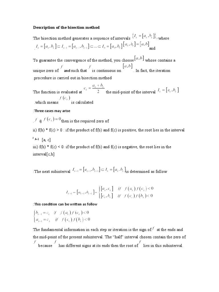 Description of The Bisection Method | PDF