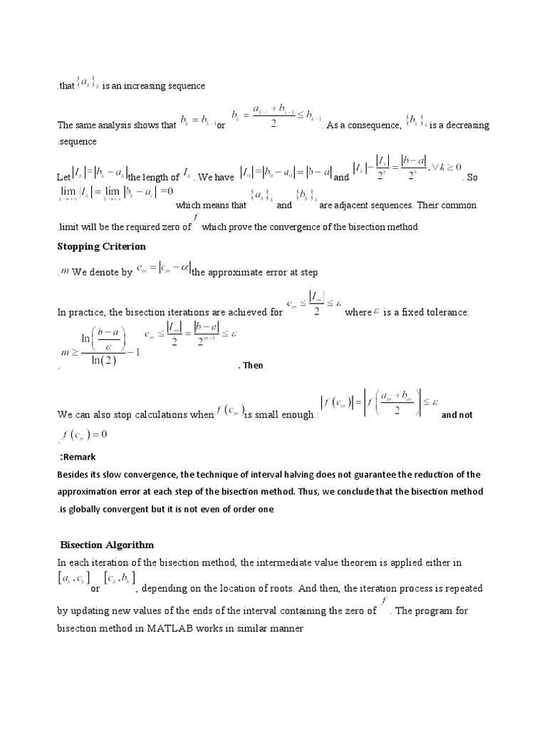 Numerical Analysis Of The Bisection Method And Newton S Method For Finding Roots Of Nonlinear