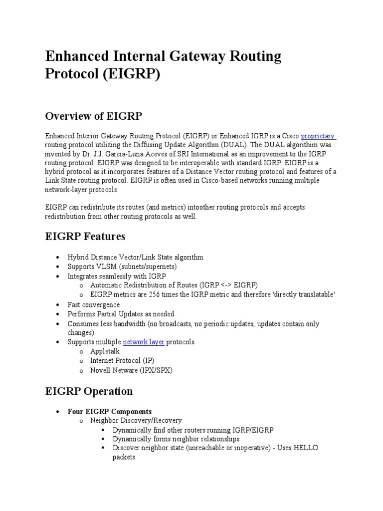 Enhanced Internal Gateway Routing Protocol | PDF | Network Protocols ...