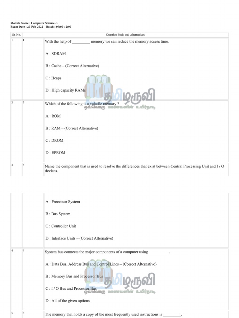 PG TRB Computer Science Original Question Paper 2022 and Response Sheet ...