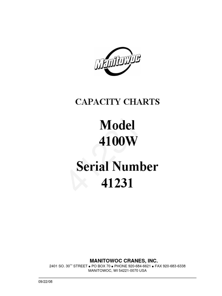 Manitowoc 4100W | PDF | Crane (Machine) | Elevator