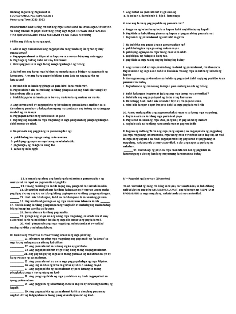3rd QTR Summative Assessment | PDF